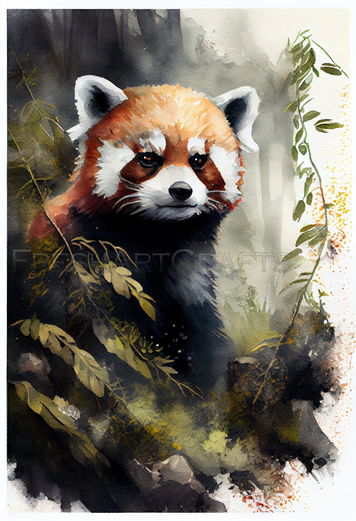 Red Panda Watercolor Art Red Panda Painting Red Panda Wall - Etsy