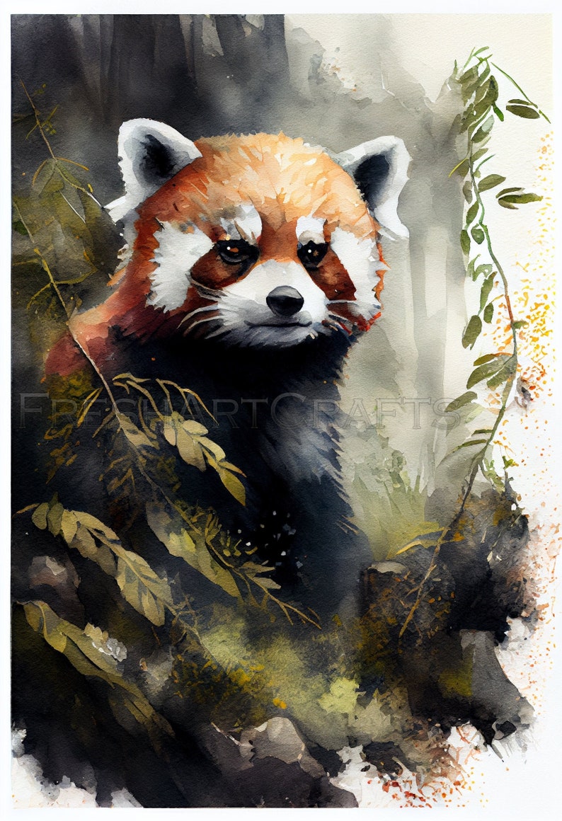 Red Panda Watercolor Art, Red Panda Painting, Red Panda Wall Art ...