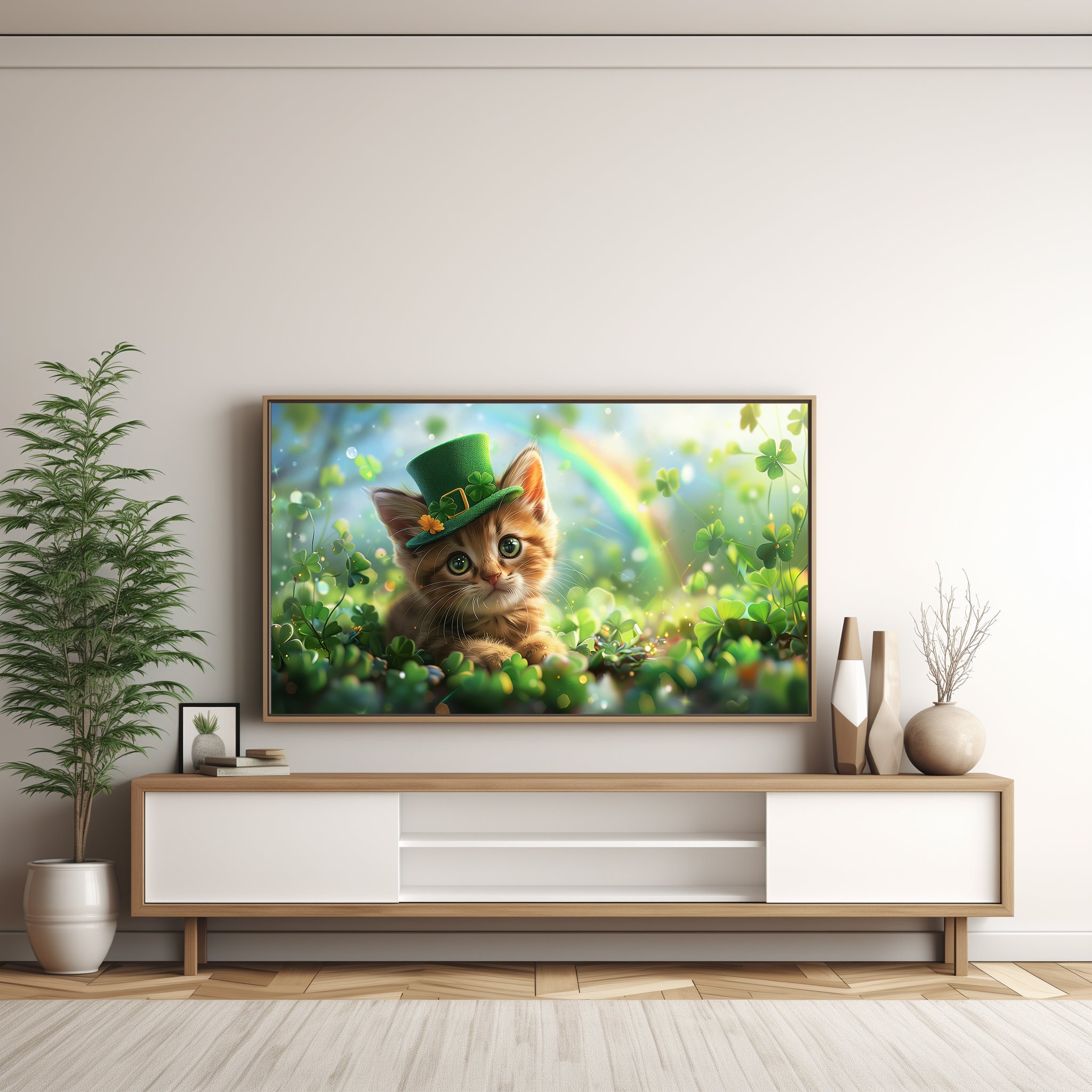 Frame TV Art, St. Patricks Day, Frame TV Art Animals, Frame Tv Art Cat ...