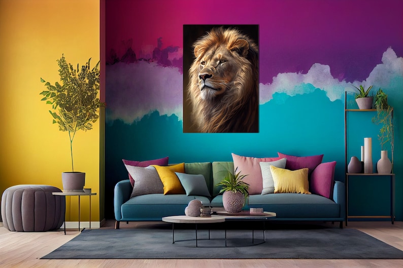 Lion Wall Art, Lion Print, Lion Art, Digital Wall Art Animals, Lion ...