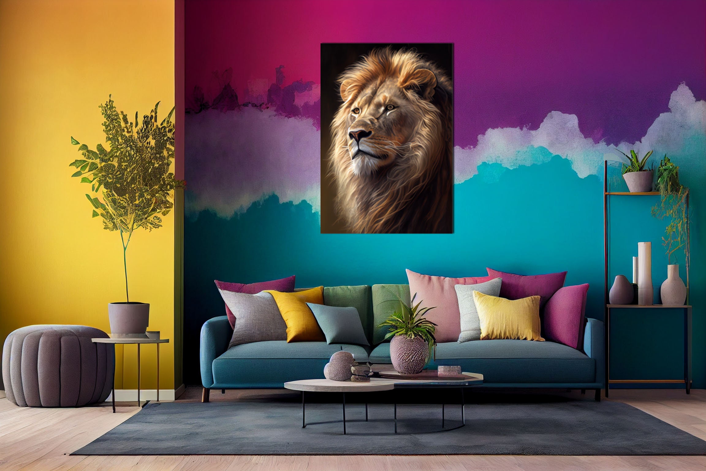 Lion Wall Art, Lion Print, Lion Art, Digital Wall Art Animals, Lion ...