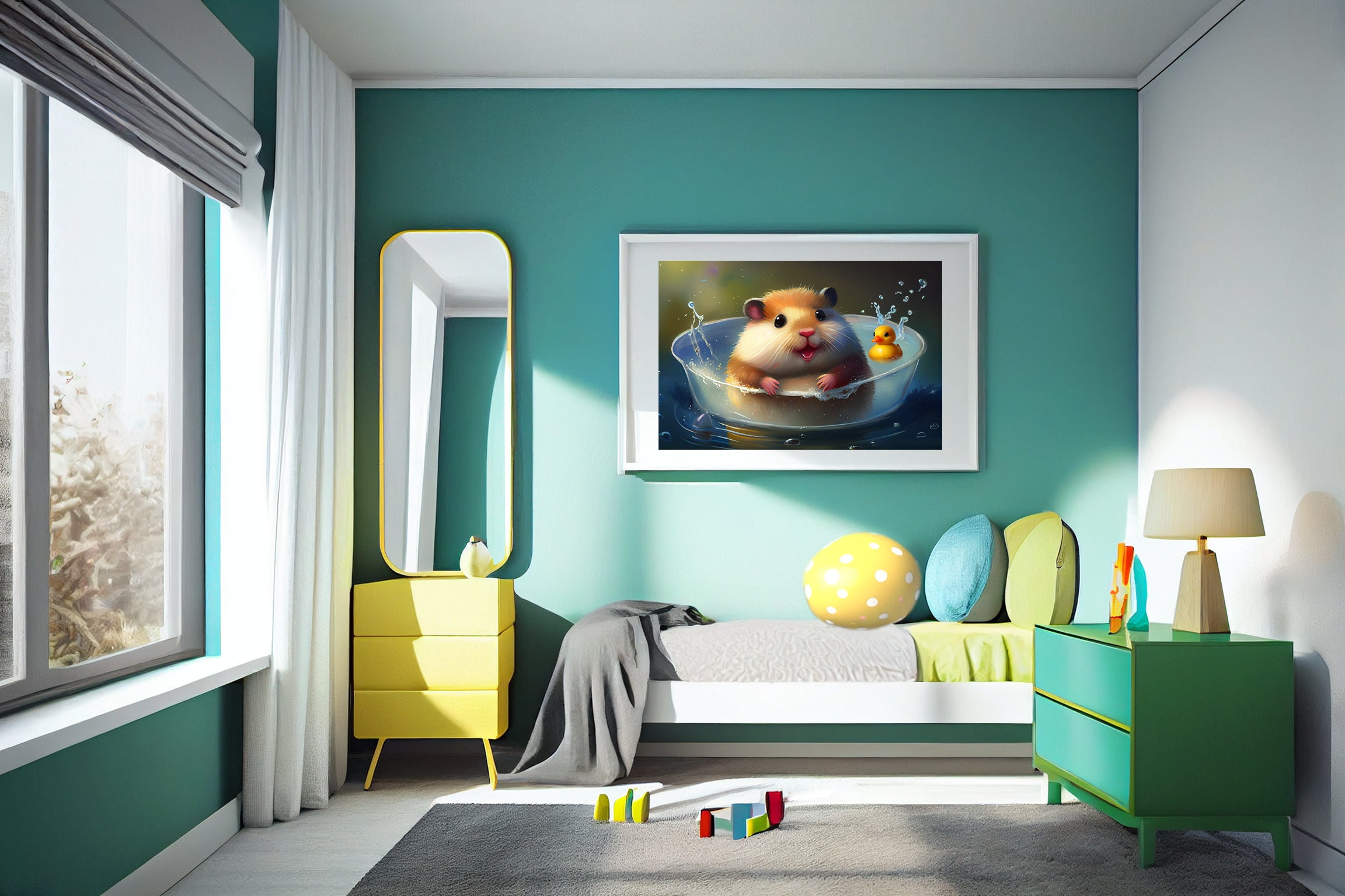 Hamster Decor, Cute Animal Nursery Prints, Guinea Pig Nursery Art, Cute ...