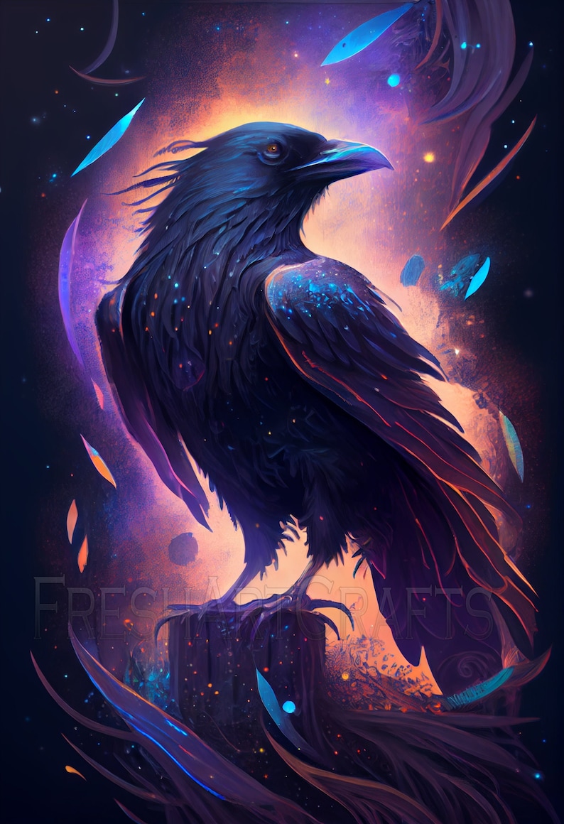 Cosmic Raven Wall Art, Space Raven Art, Raven Digital Art Print ...