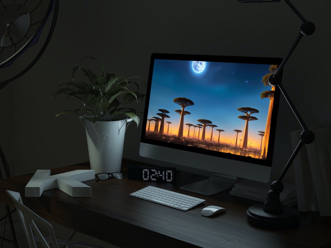 Afrofuturism Futuristic City Wallpaper for Mac With Baobab Tree in ...