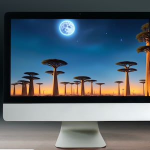 Afrofuturism Futuristic City Wallpaper for Mac With Baobab Tree in ...