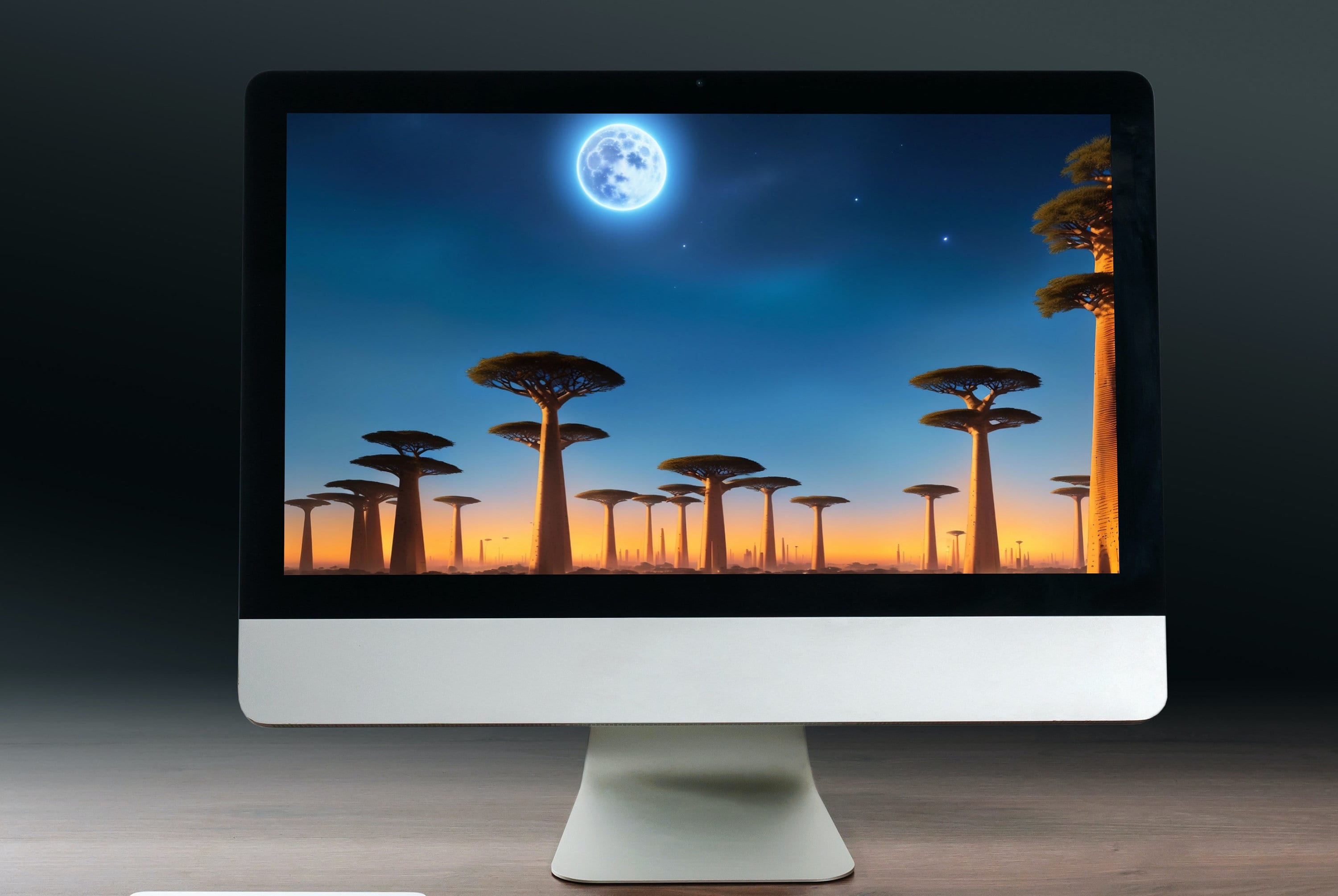 Afrofuturism Futuristic City Wallpaper for Mac With Baobab Tree in ...