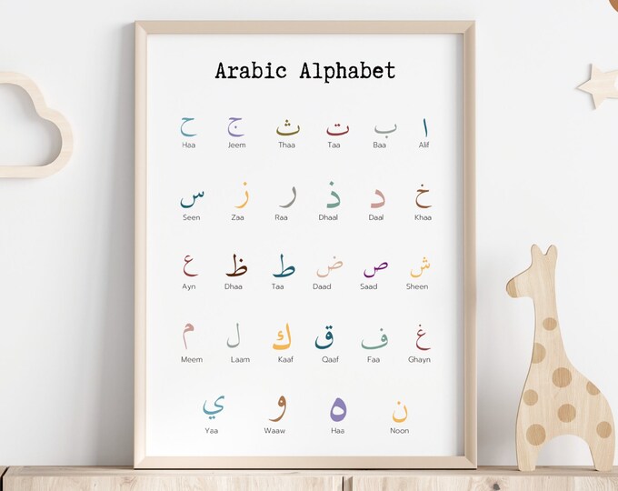 Arabic Alphabet Poster: Islamic Nursery Art, Muslim Kids Print (digital ...