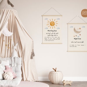 Morning and Night Dua Prints, Waking up and Sleeping Dua, Islamic Kids ...