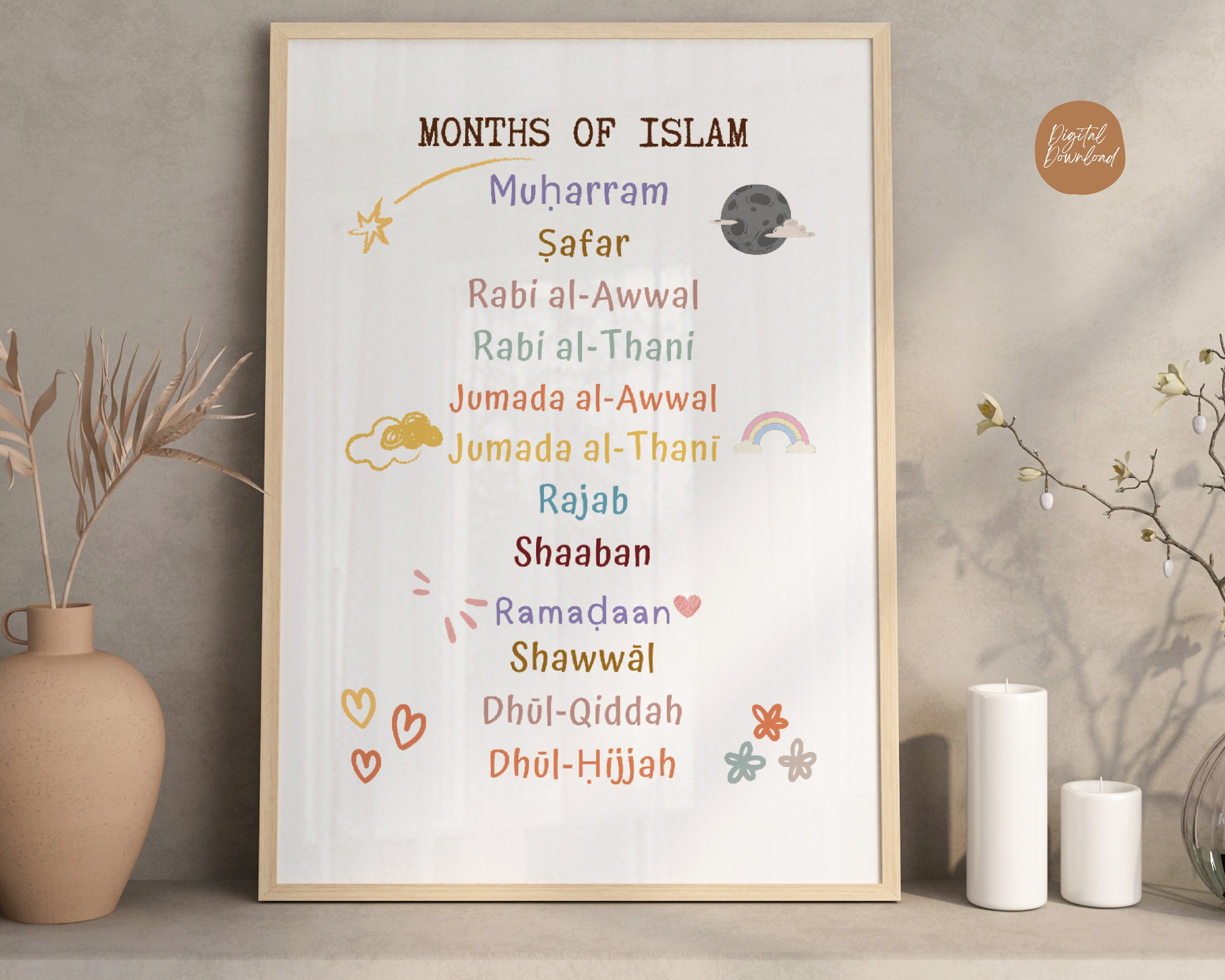 Months of Islam Print Islamic Months Print Islamic Calendar - Etsy UK