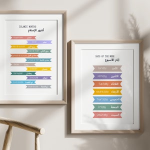 Set of 8 Arabic Educational Prints | Islamic Homeschool Posters ...