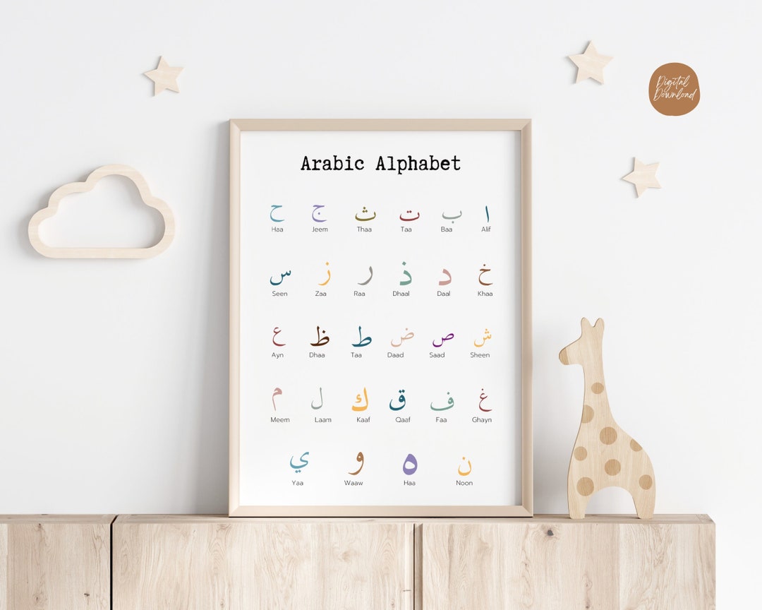 Arabic Alphabet Print Arabic Poster Islamic Nursery Print Kids Islamic ...