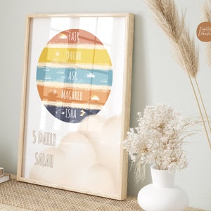 Daily Prayers Print, 5 Daily Salah Poster, Islamic Nursery Decor ...