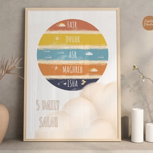 Daily Prayers Print, 5 Daily Salah Poster, Islamic Nursery Decor ...