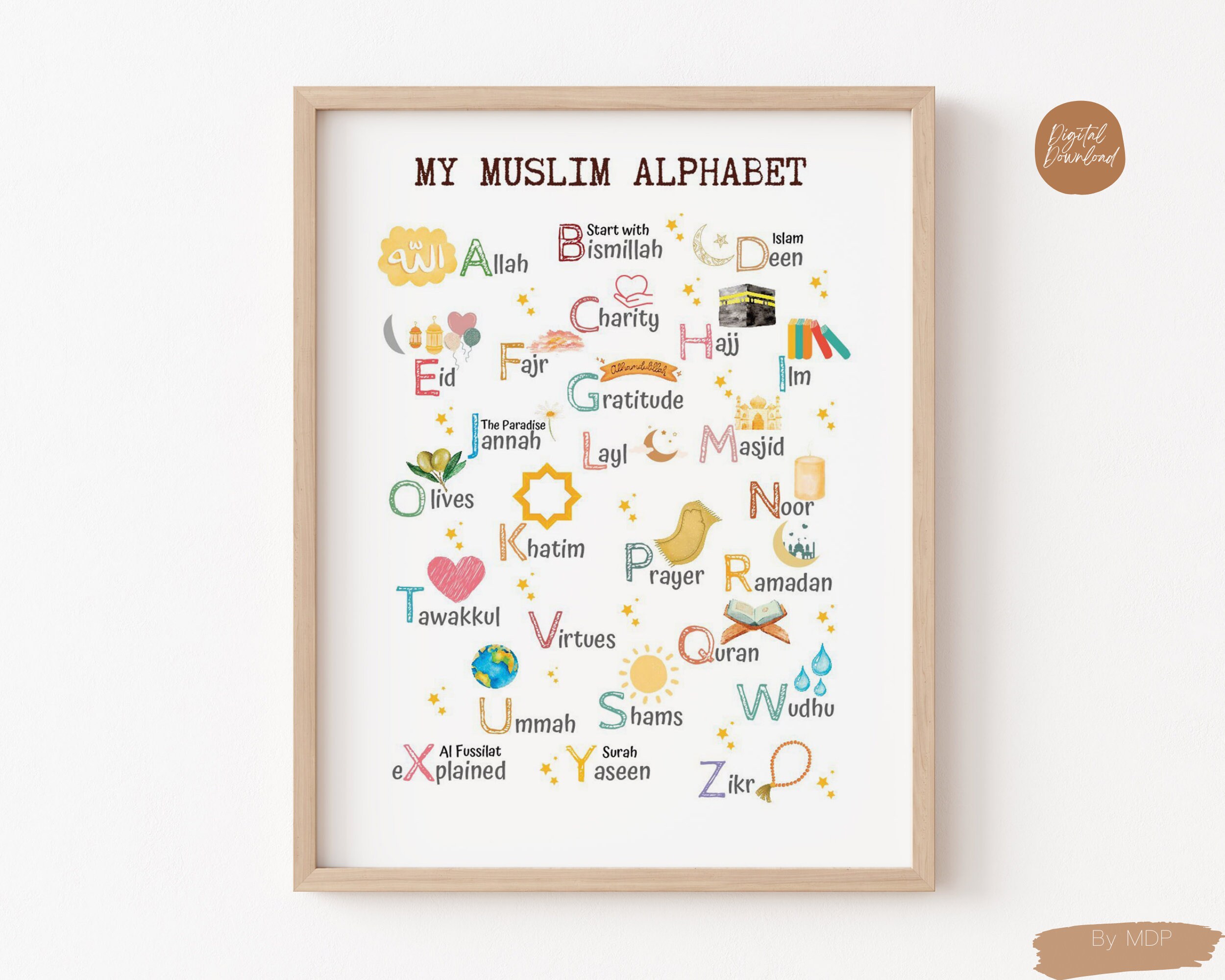 Islamic ABC Print Muslim ABC Poster Printable A to Z of - Etsy UK