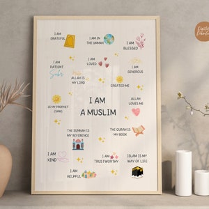 Islamic Affirmations Print, Positive Affirmations for Muslim Kids, I Am ...