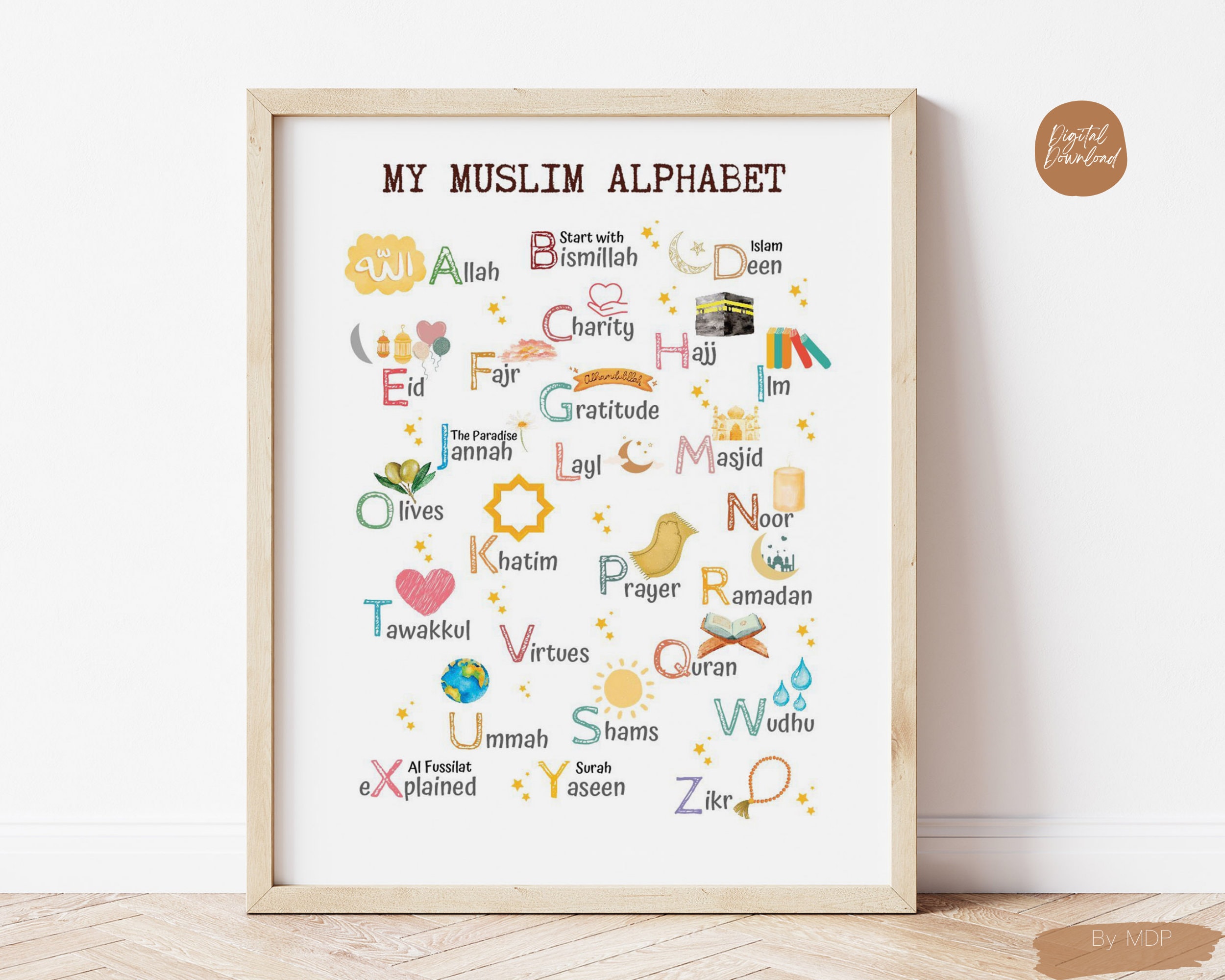 Islamic ABC Print Muslim ABC Poster Printable A to Z of - Etsy UK