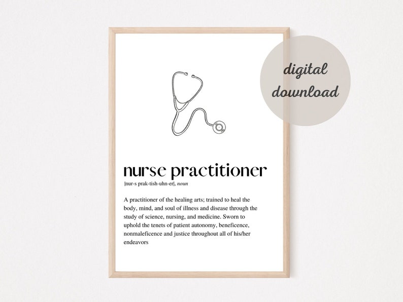 Nurse Practitioner Definition Printable Art, NP Gift, Nursing ...