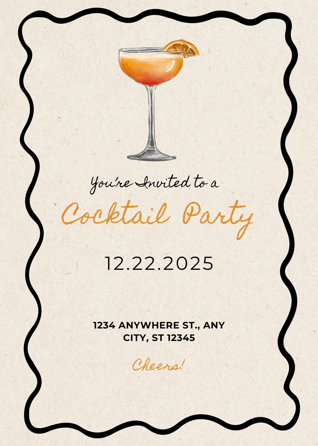Vibrant Cocktail Party Invitation Template (editable) - Etsy