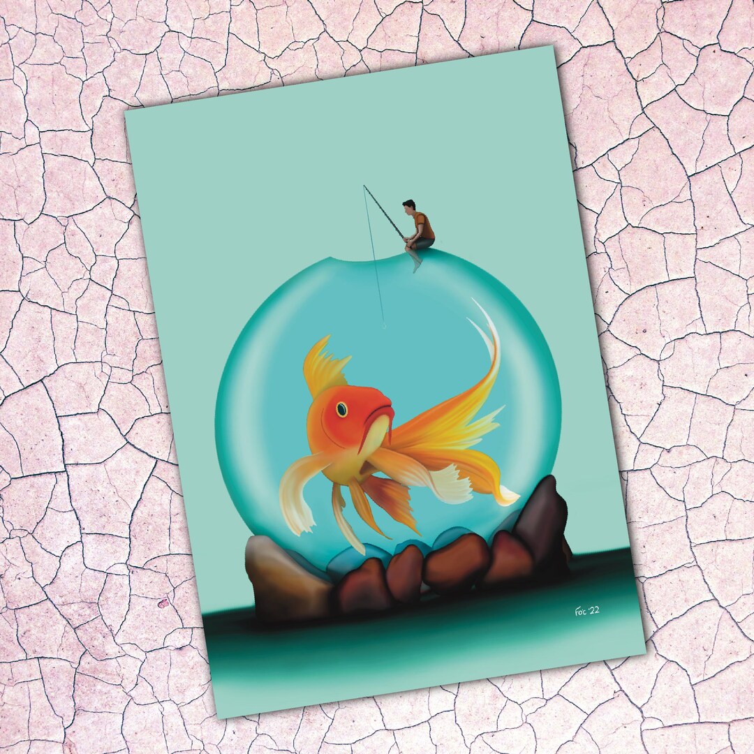Printable Fish Food Greeting Card, Blank Card, Fishbowl, Goldfish, Gone ...