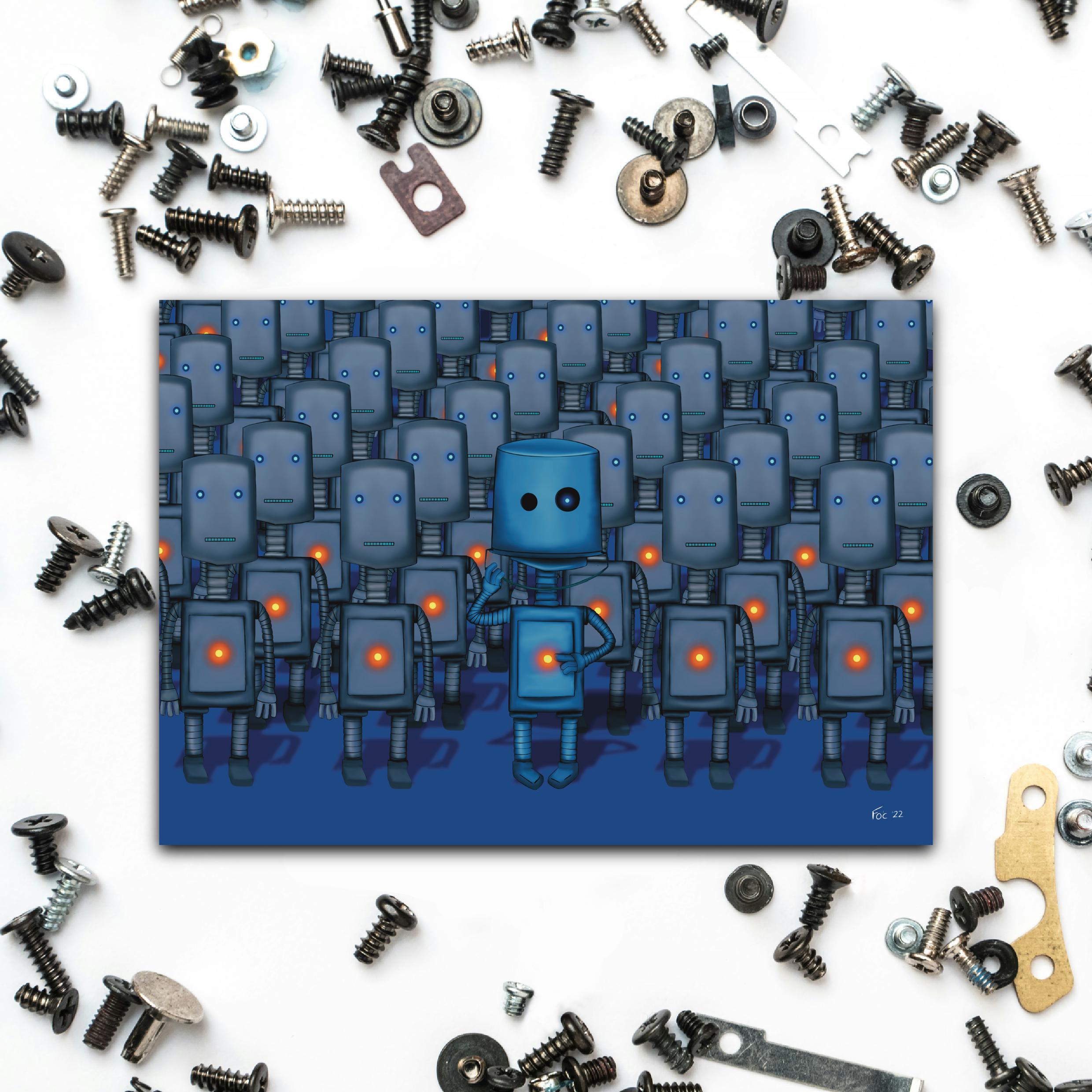 Printable Robot Greeting Card, Robot Birthday, Robot Gift, Quirky Robot ...