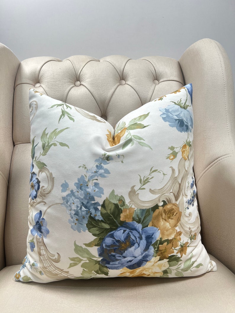 Blue Rose Pillow Cover, Floral Pillow, Decorative Pillow for Couch ...
