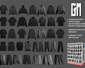 205 Mock-up Attachments Streetwear Clothing Vector Pack Techpack ...
