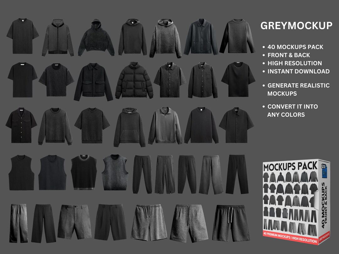 40 Mockups Pack Greymockup - Etsy