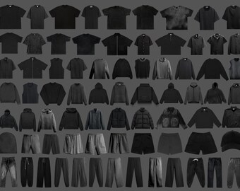 205 Mock-up Attachments Streetwear Clothing Vector Pack Techpack ...
