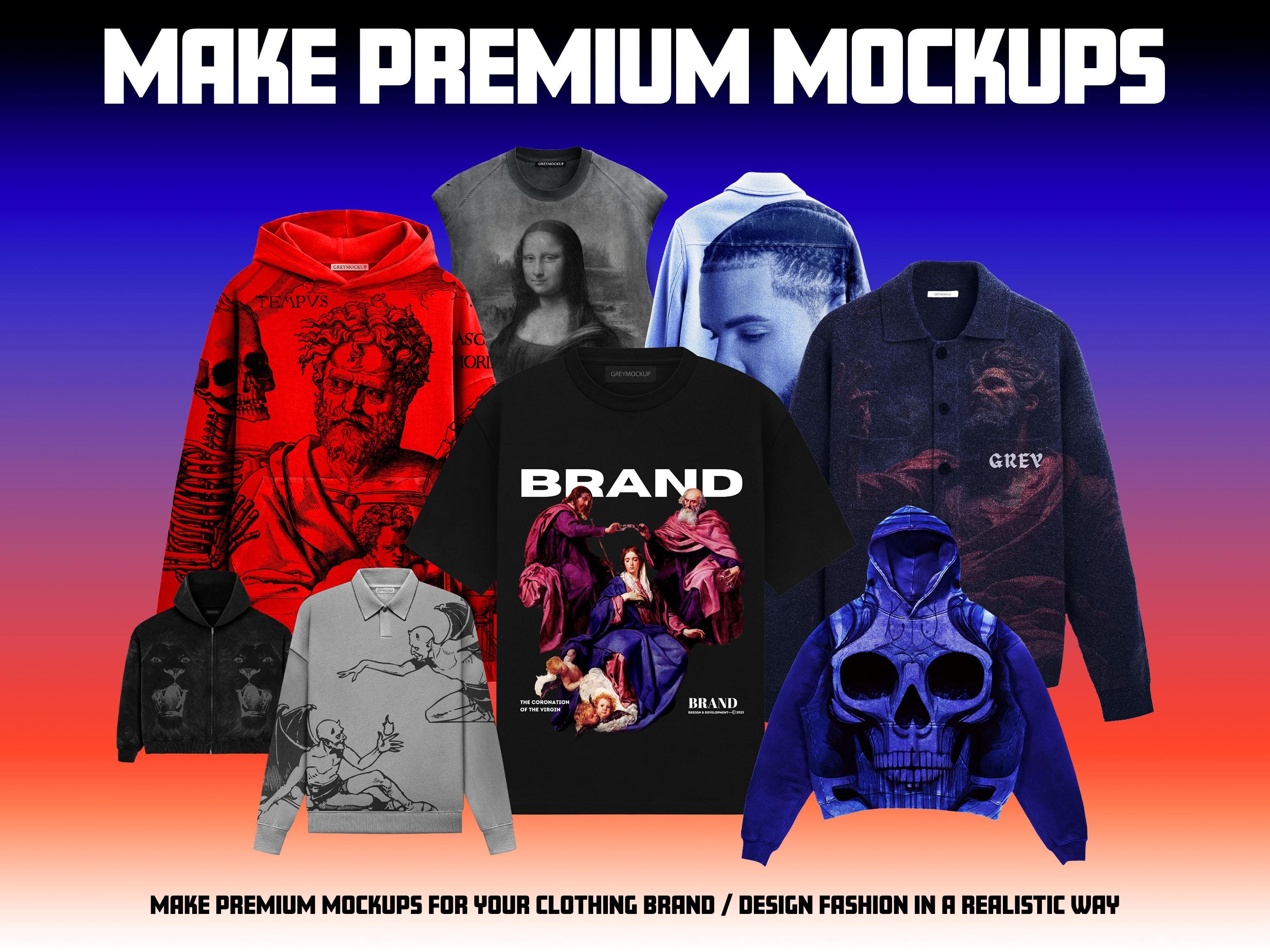 40 Streetwear Mockups Bundle, Clothing Brand Mockups, Realistic Fashion ...