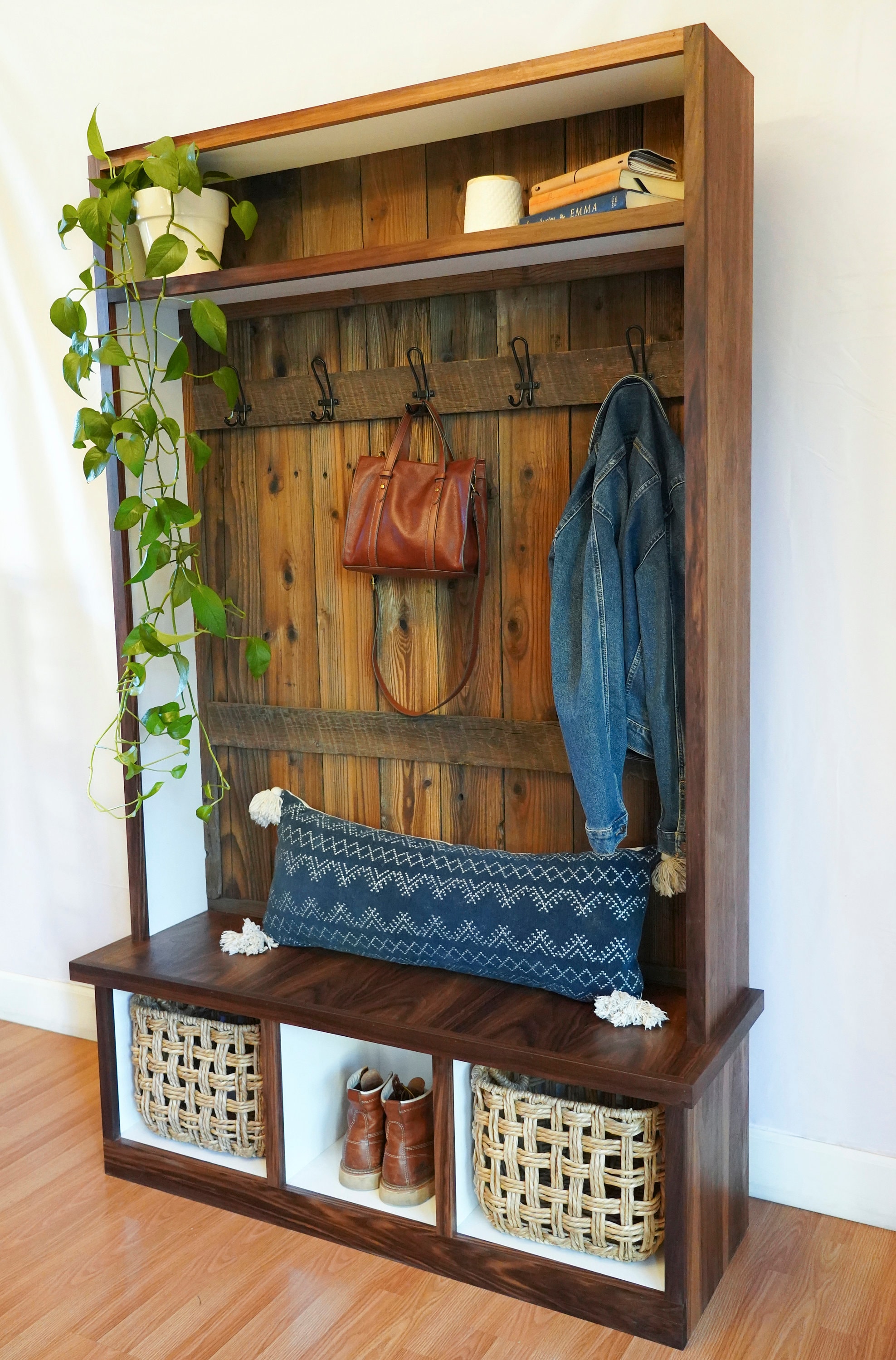 Reclaimed Barn Wood Hall Tree | Mudroom/entry/laundry/hall Organizer ...