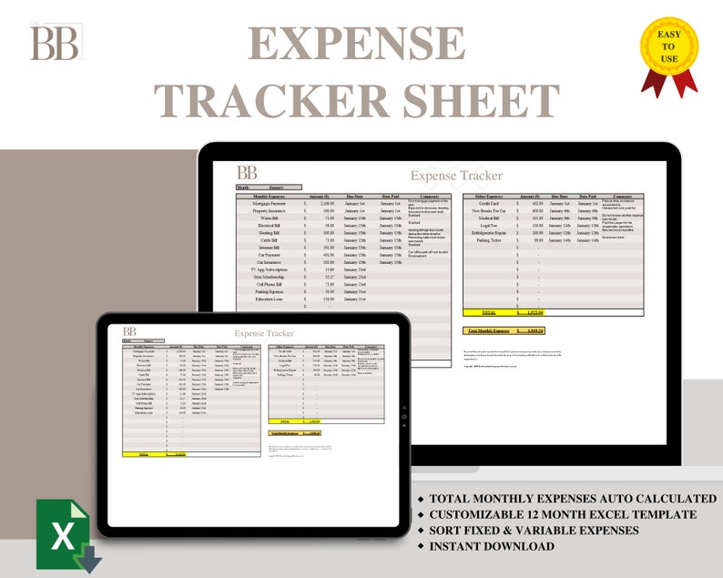 Expense Tracker Sheet | Excel Template Form | Personal Finance ...