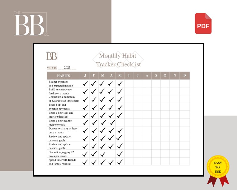 Monthly Habit Tracker | Expense Tracker | Expense Checklist - Etsy