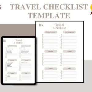 Travel Checklist | Packing List Sheet | Printable Vacation Template - Etsy