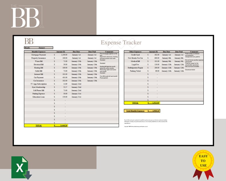 Expense Tracker Sheet | Excel Template Form | Personal Finance ...