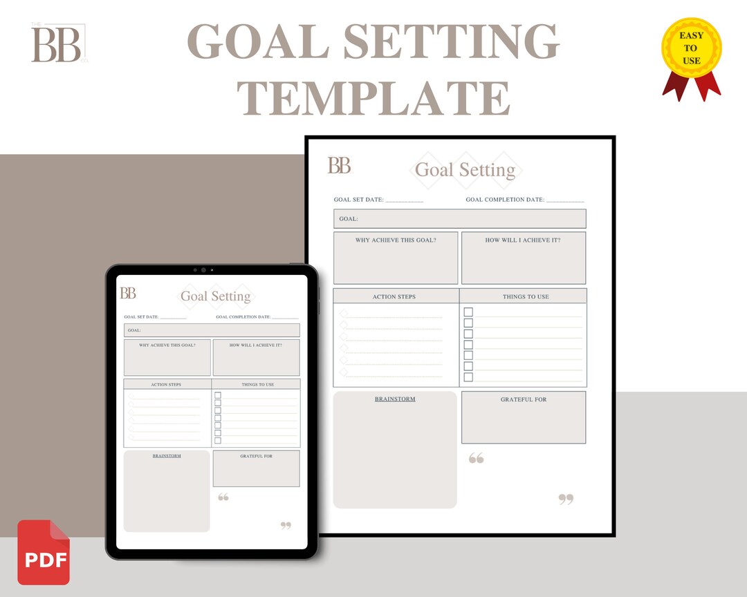 Goal Setting Template | Goal Planner Printable | Goal Tracker | Goal ...