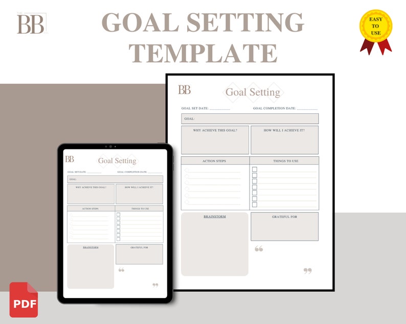 Goal Setting Template | Goal Planner Printable | Goal Tracker | Goal ...