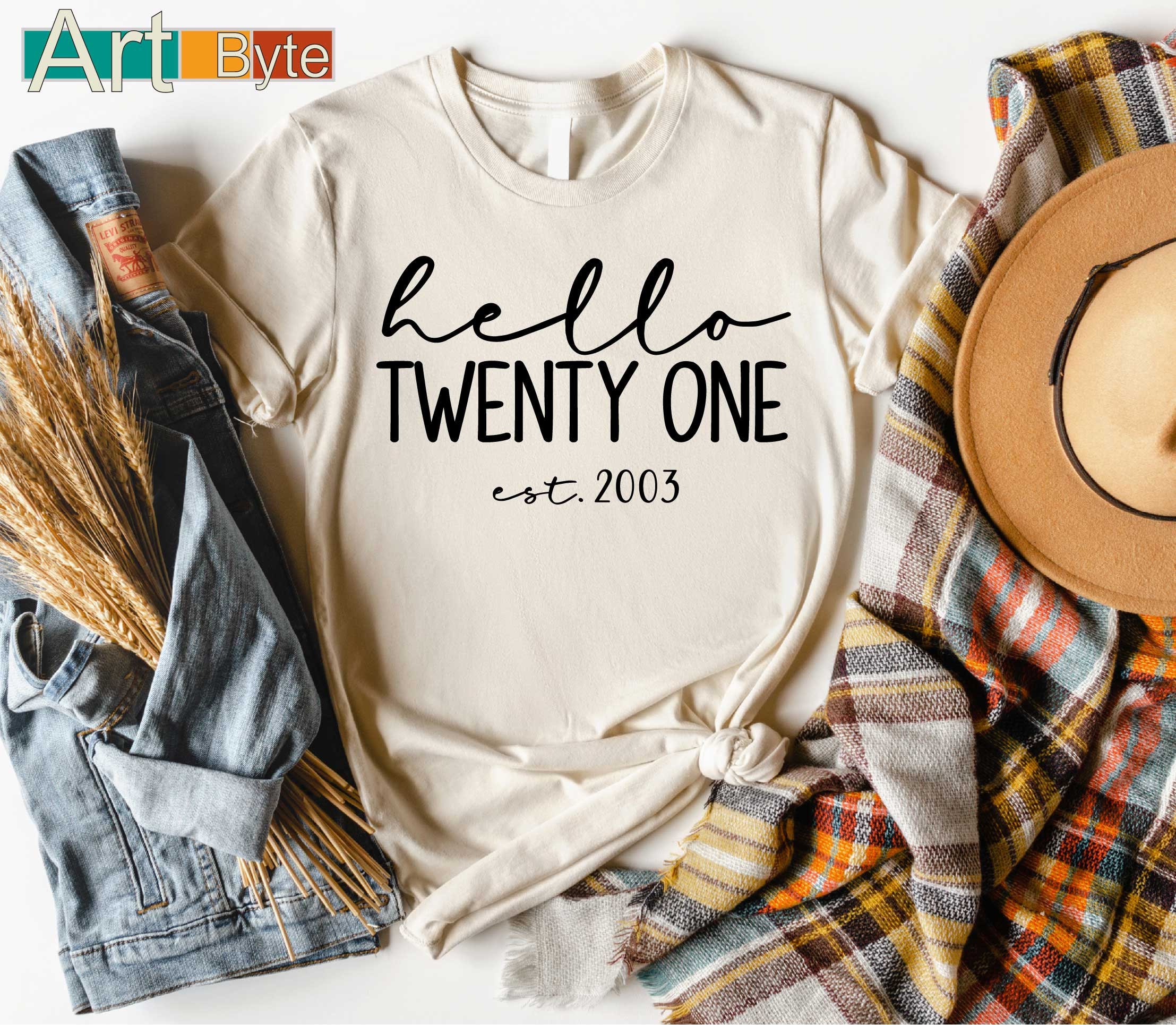 Hello Twenty One Est 2003 Shirt, 21st Birthday Shirt, 21 Birthday Gift ...