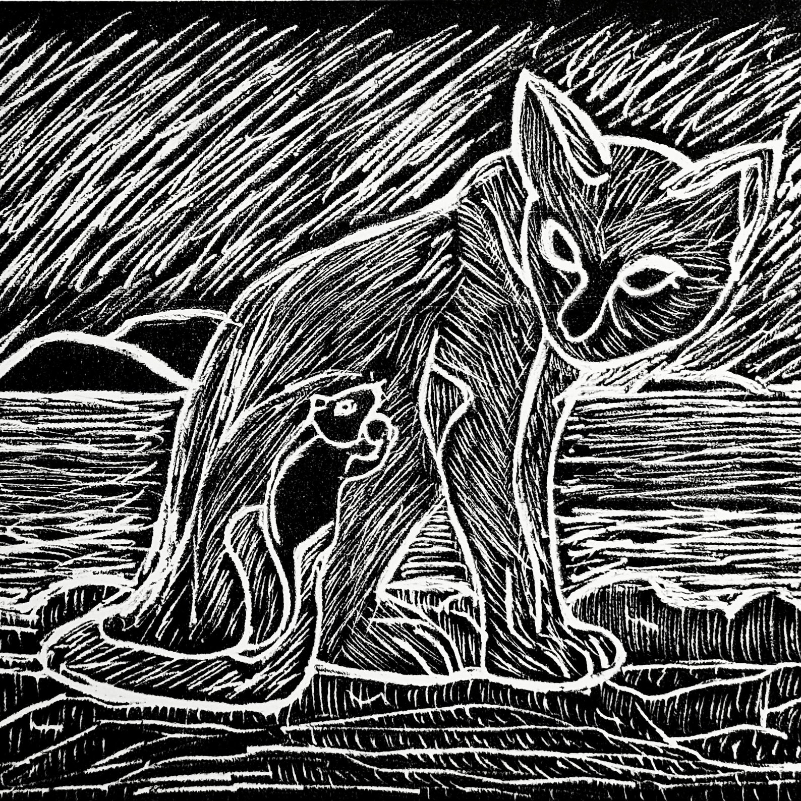 Cat and Mouse, Original Print - Etsy