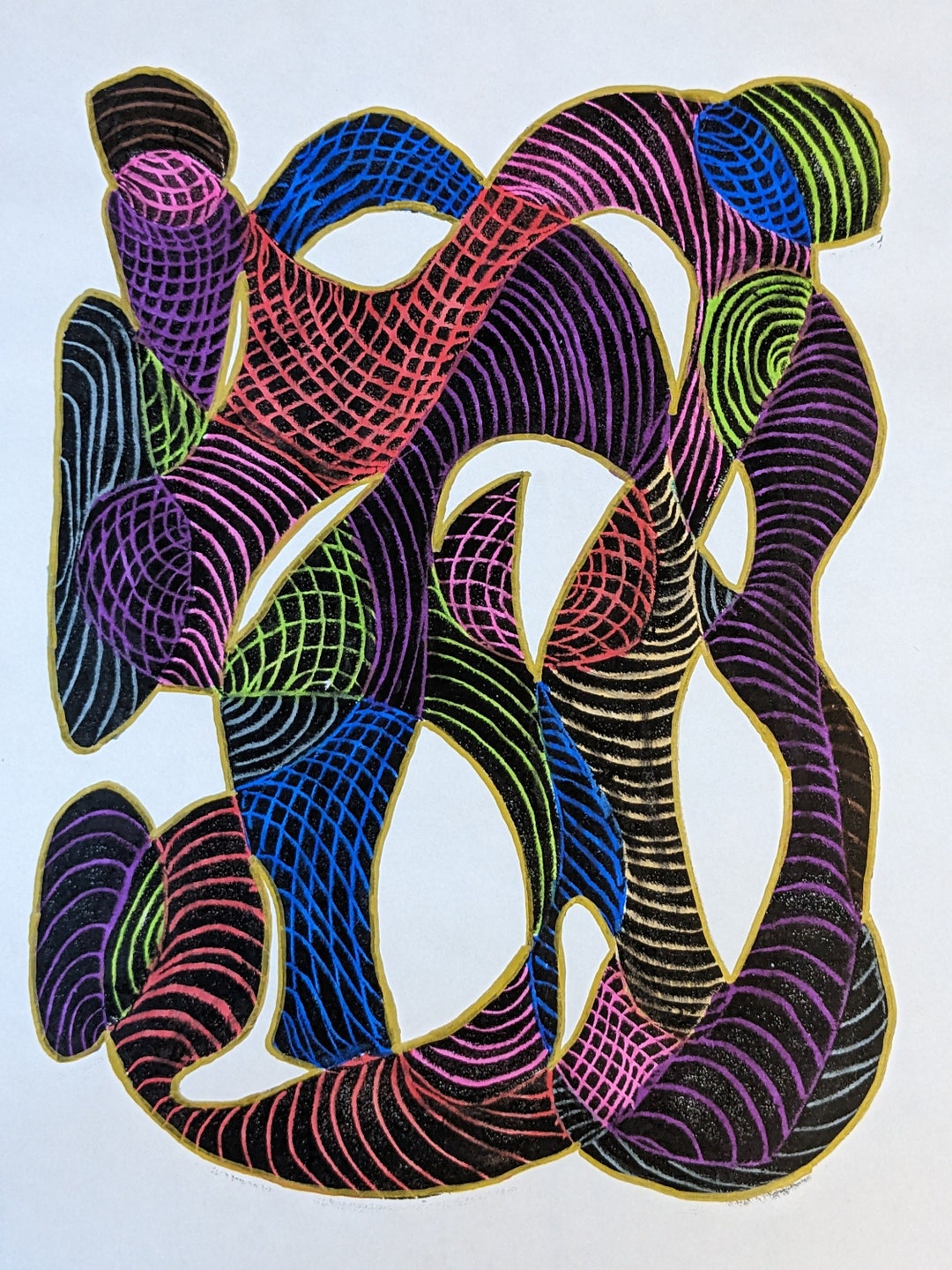 Organic Form- in Color, Hand-colored Original Print - Etsy