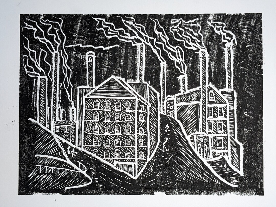 New England Mill Town, Original Print - Etsy