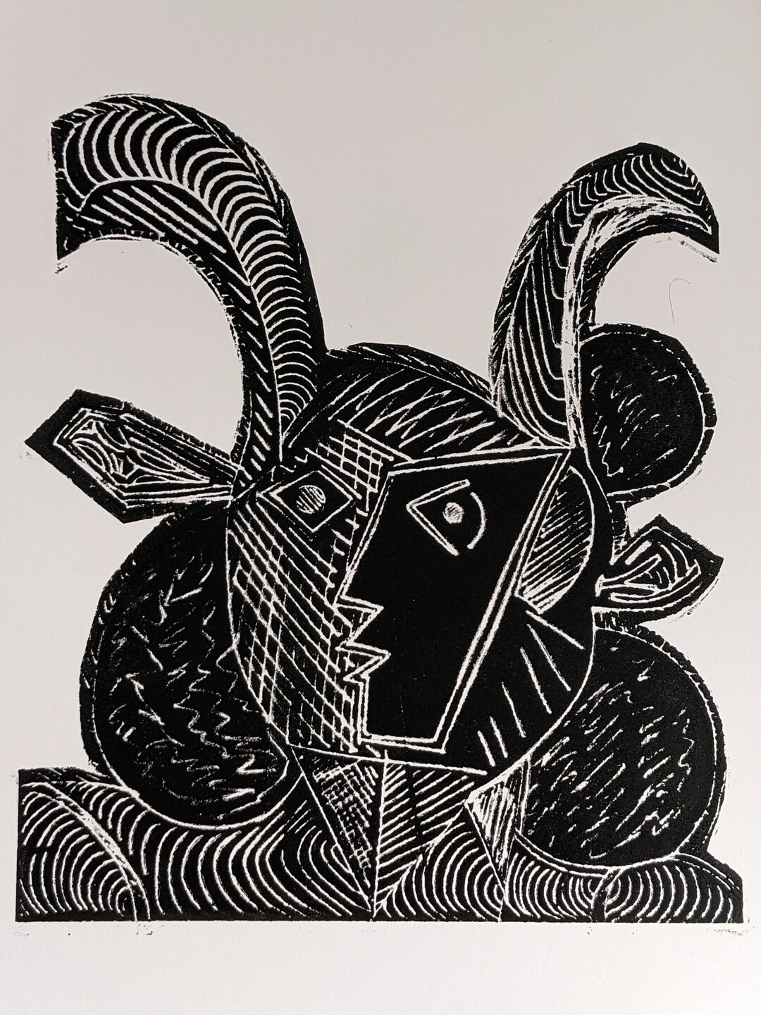 Cubist Faun, Original Relief Print by Arthur Motch. Framed and Signed. - Etsy