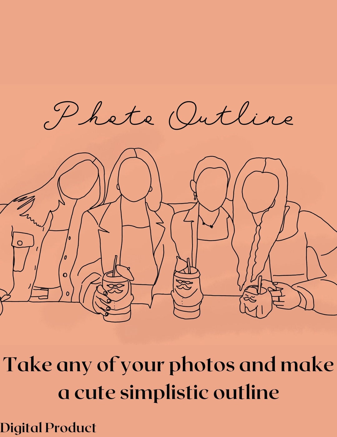 Custom Photo Outline, Line Art, Digital Product, Photo Art, Custom ...
