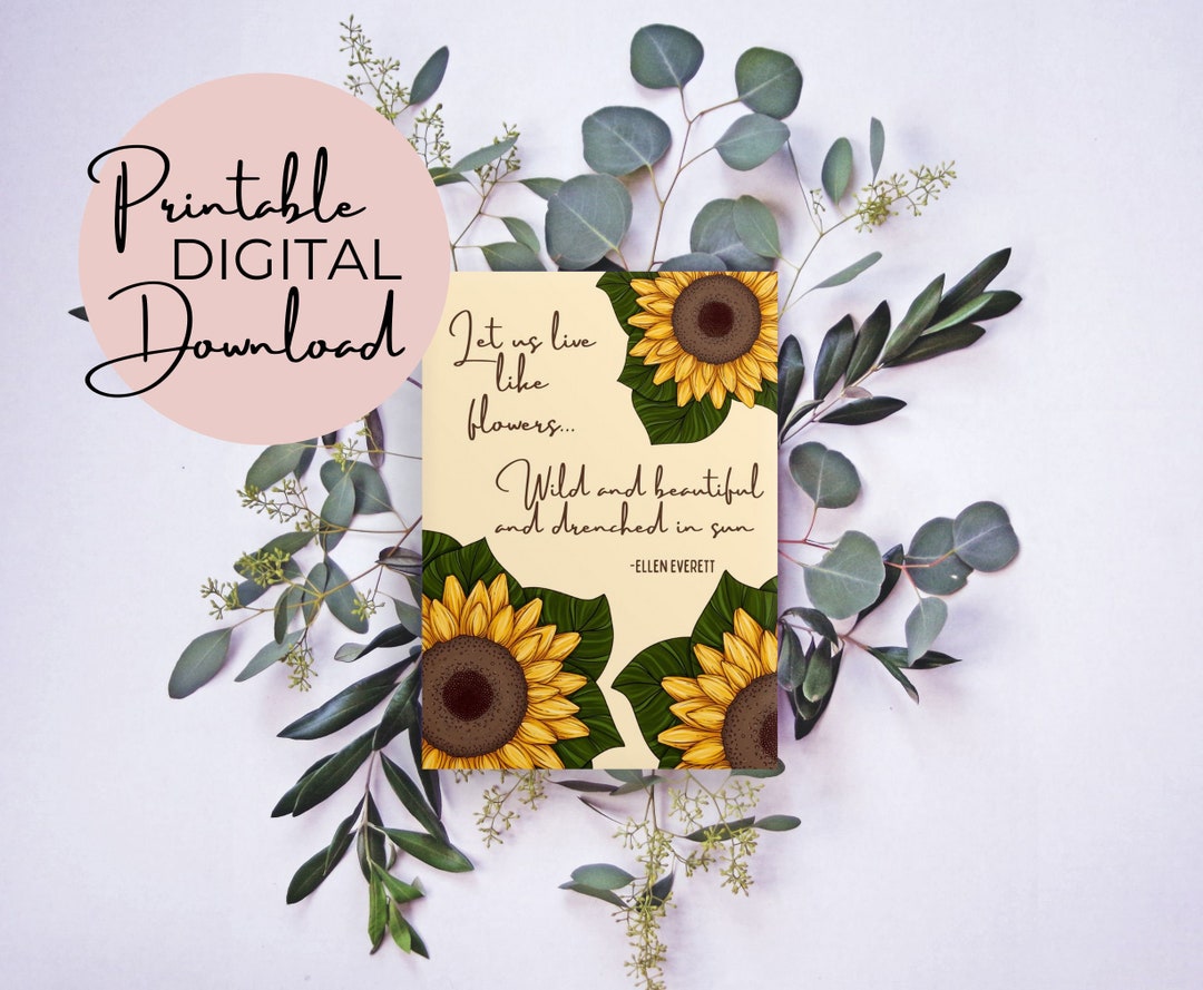 Printable Sunflower Card Digital Download Sunflower Greeting Card ...