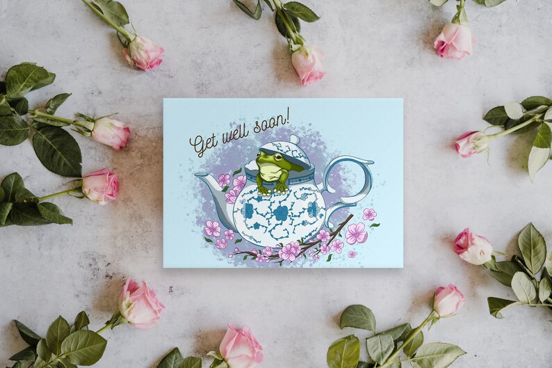 Printable Get Well Soon Card Frog in Teapot Card Digital - Etsy Canada
