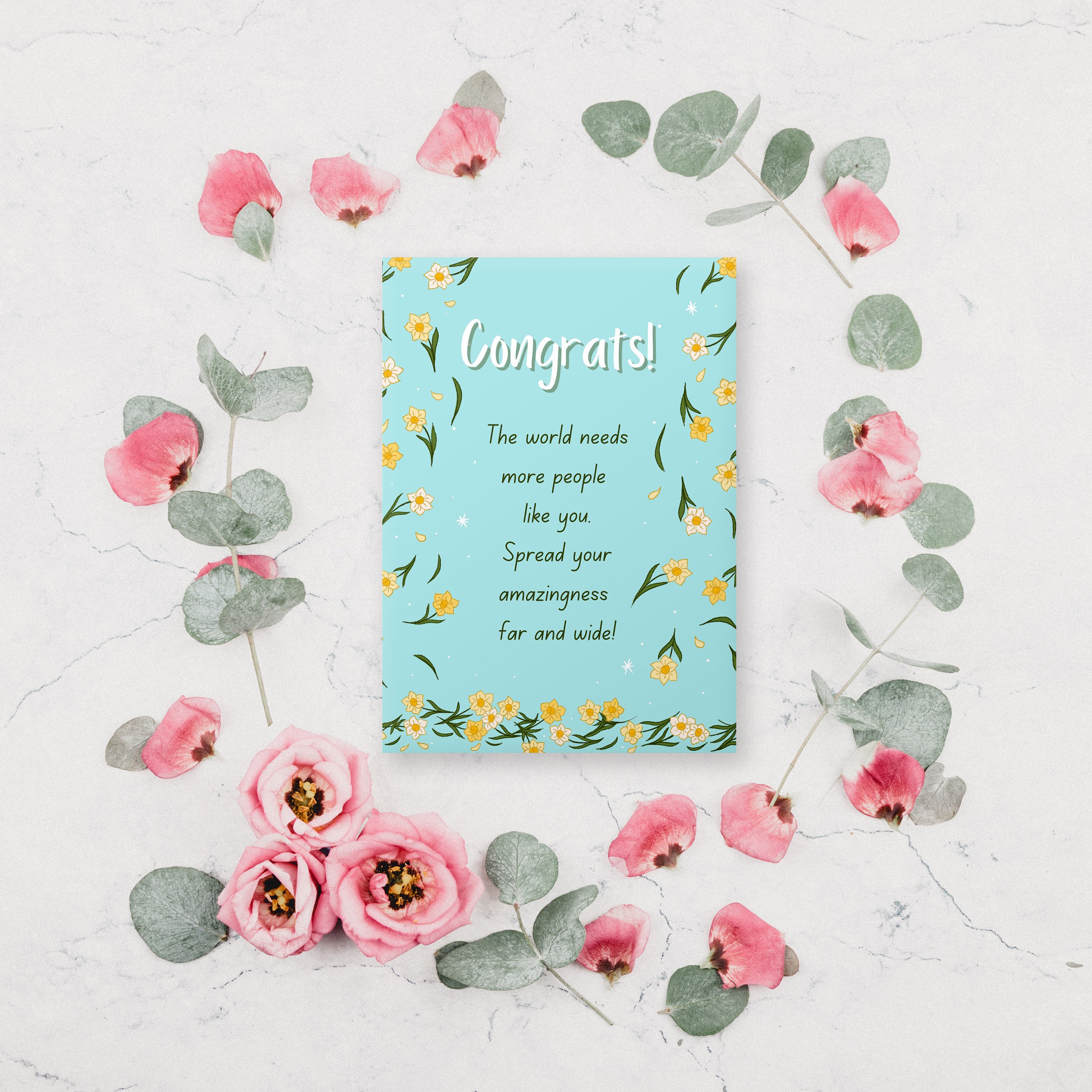 Congratulations Card Printable Congrats Graduation Promotion Floral ...