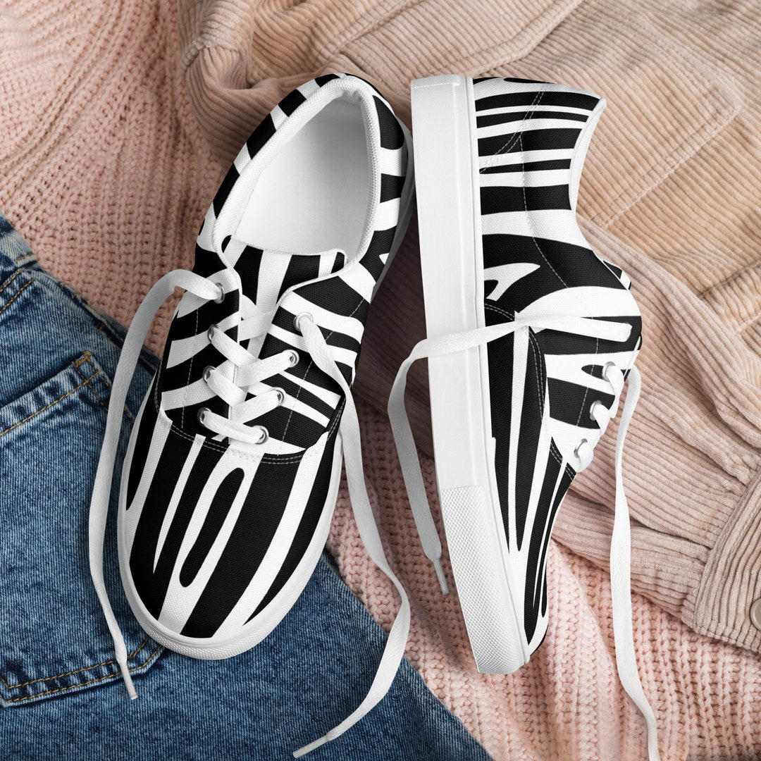 Zebra Stripe Men’s Lace-up Canvas Shoes - Etsy
