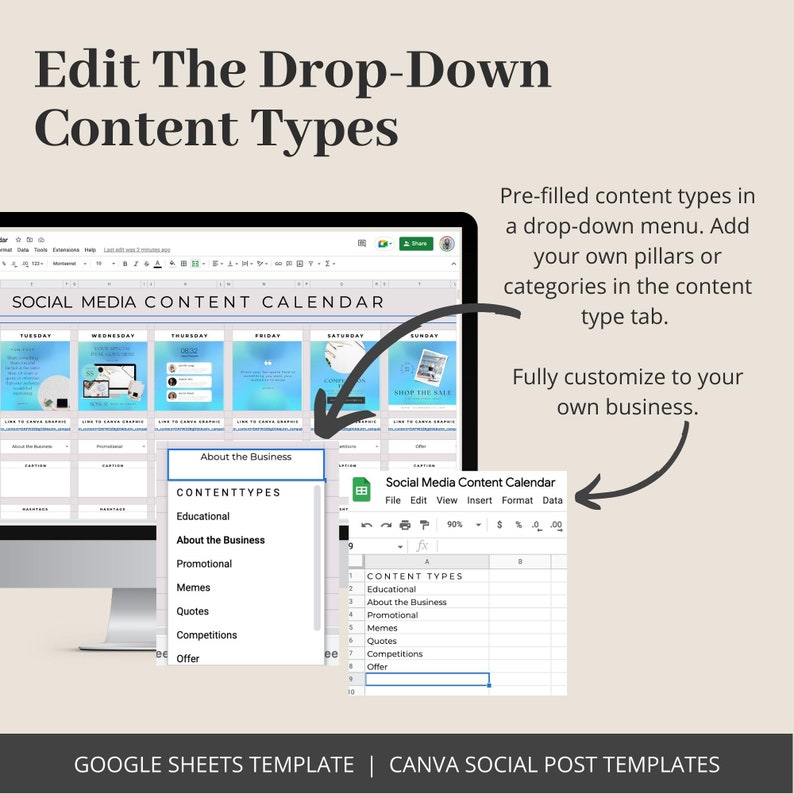 Social Media Content Calendar Template Excel Spreadsheet - Etsy