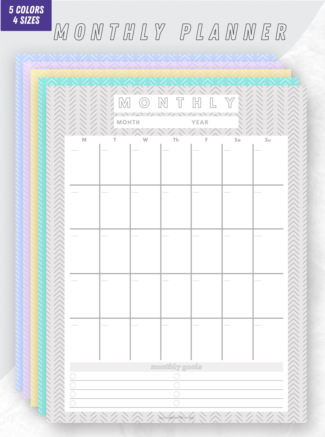 Mega Printable Planner Bundle 5 Colors Mon/sun Starts 4 - Etsy