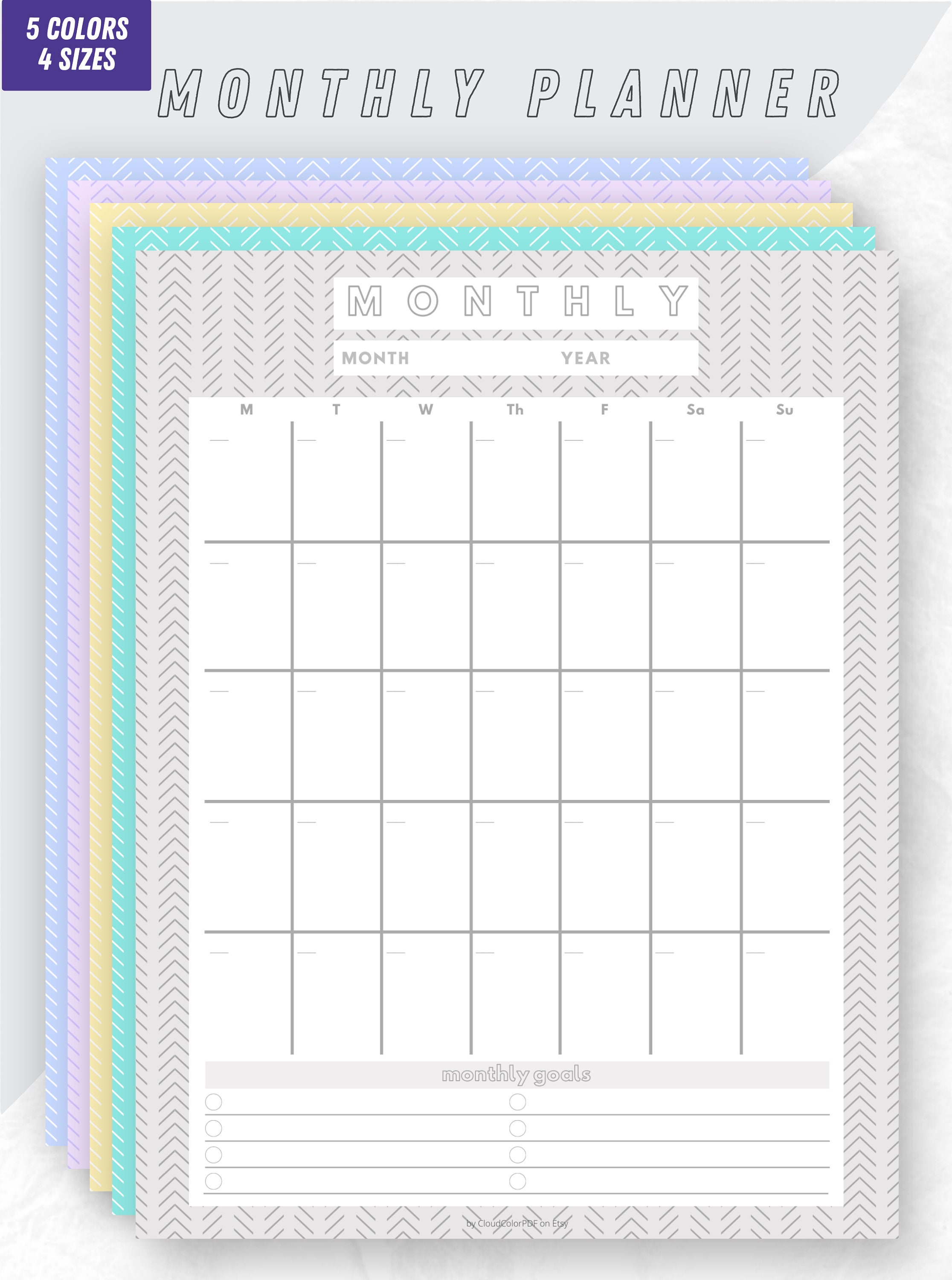 Mega Printable Planner Bundle! 5 Colors, Mon/sun Starts, 4 Sizes: A4 ...