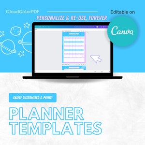 Canva Planner Printable Planner Templates Canva Planner Blue Digital ...